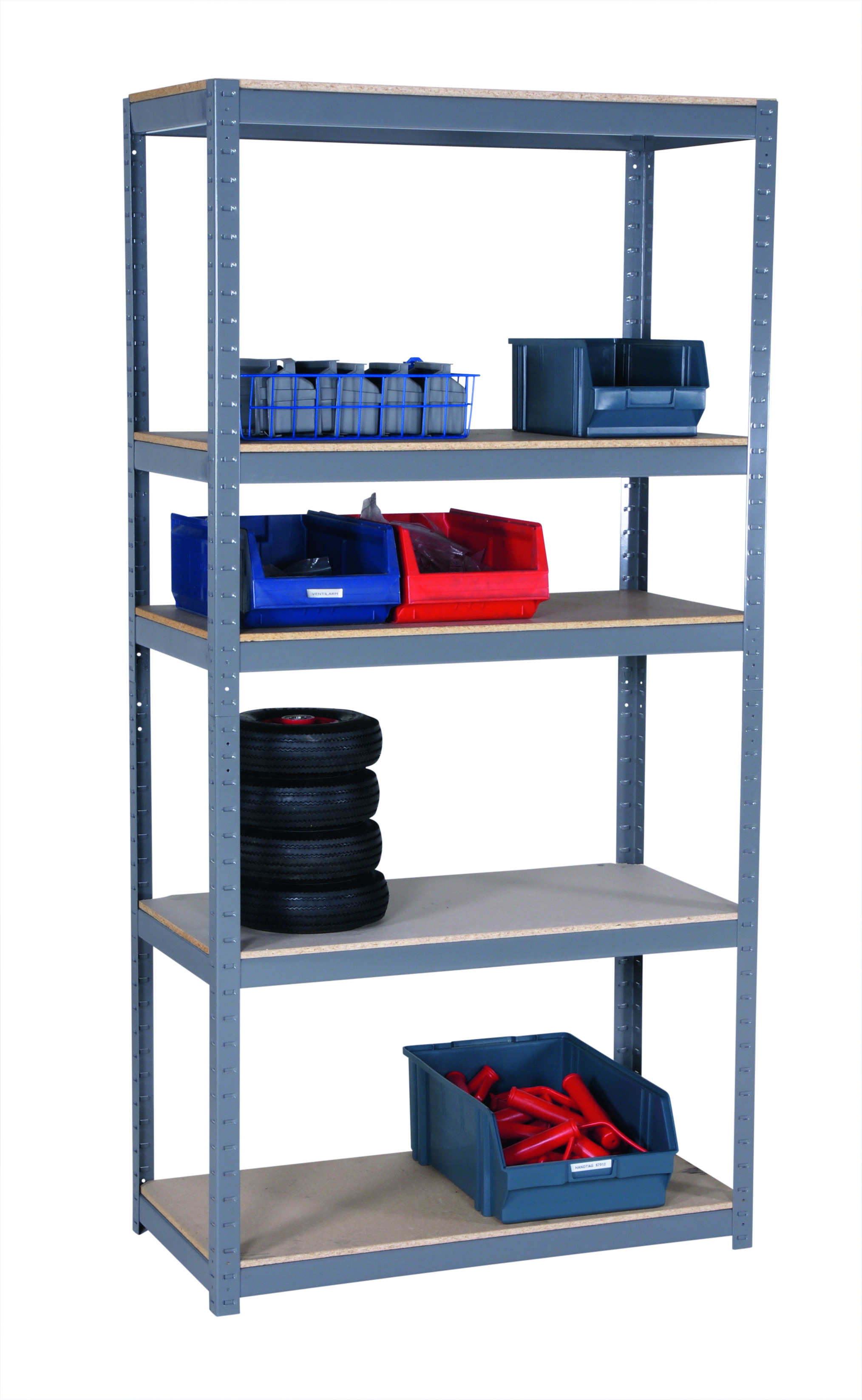 Reol med trehyller, 5 hylleplan - Lift24